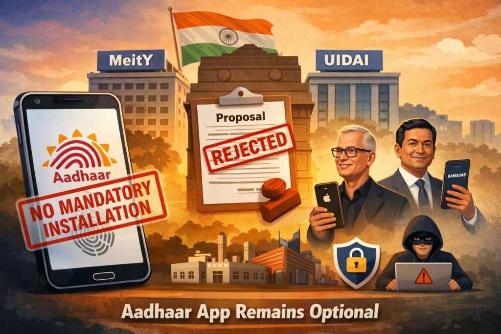 Govt drops plan to make Aadhaar app mandatory on smartphones in India