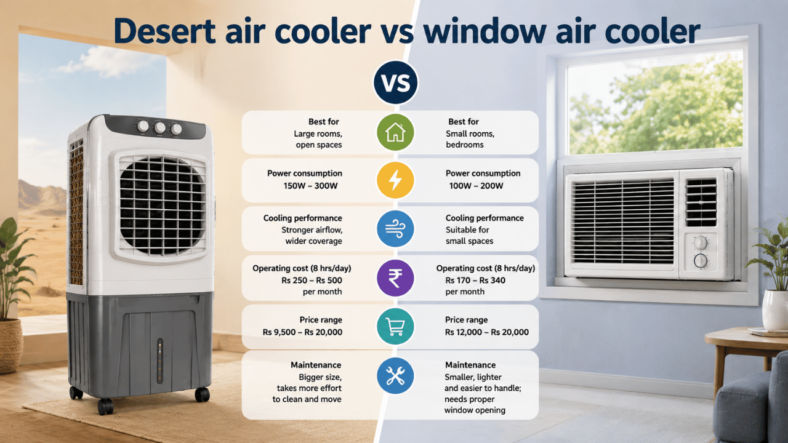 Desert air cooler vs window air cooler: Power consumption, operating ...