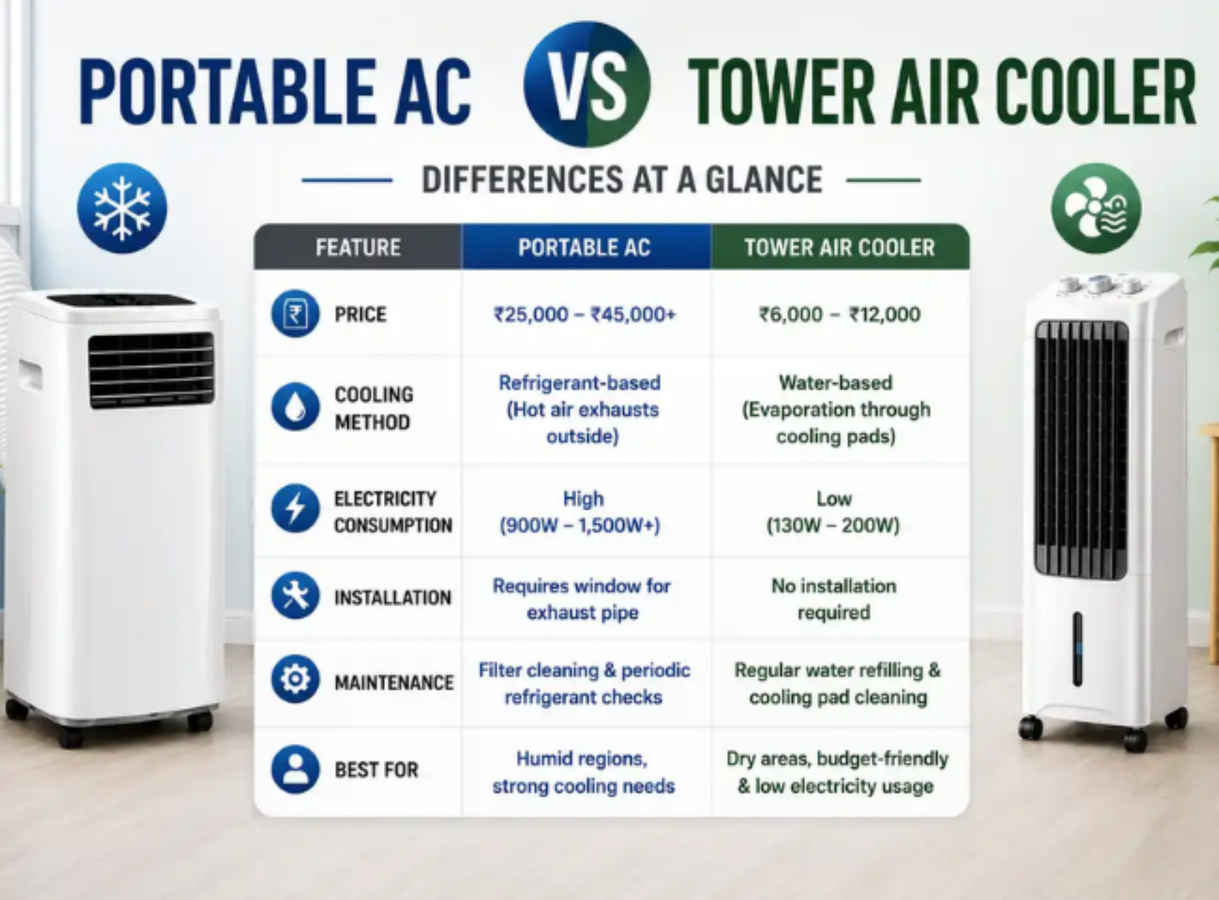 Portable AC নাকি tower air cooler: কোনটা আপনার জন্য সঠিক? হবে কম বিদ্যু ...