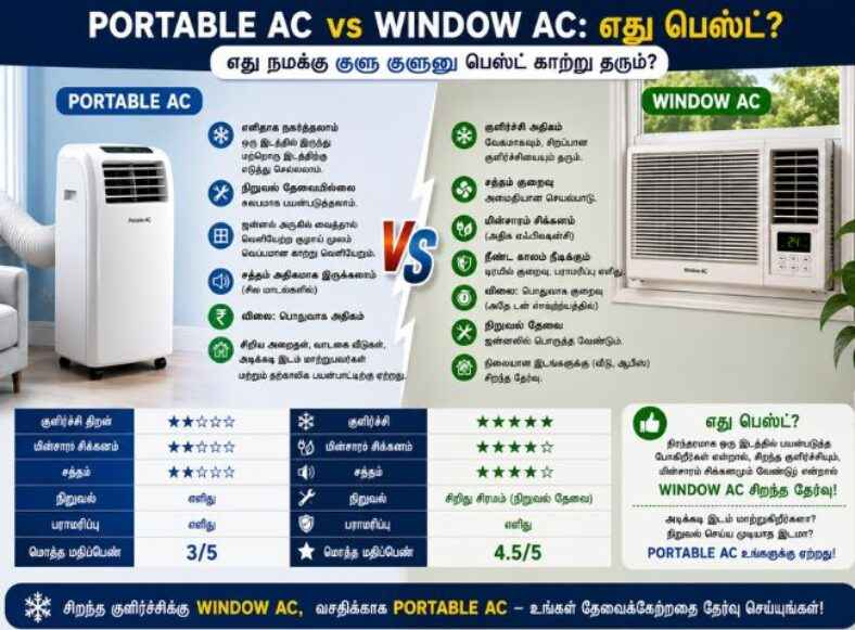 Portable AC vs Window AC: எது பெஸ்ட் எது நமக்கு குளு குளுனு பெஸ்ட் ...