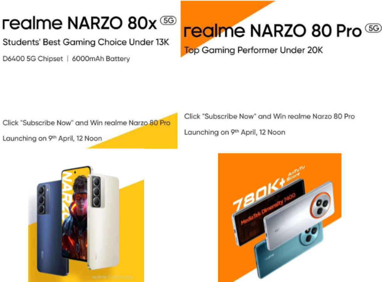 Realme Narzo 80x 5G ಮತ್ತು Realme Narzo 80 Pro ನಾಳೆ ಬಿಡುಗಡೆಯಾಗಲು ಸಜ್ಜು! ಬೆಲೆ ಮತ್ತು ಫೀಚರ್ಗಳೇನು?