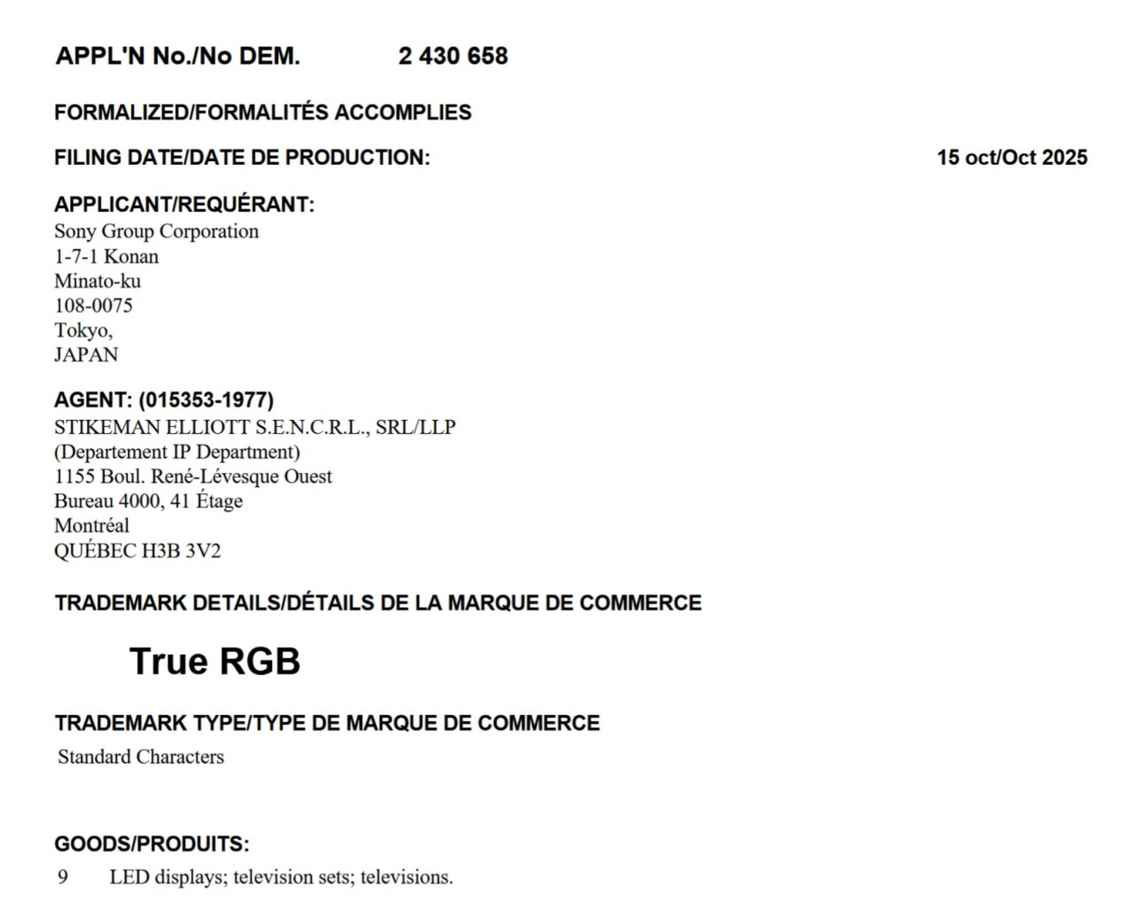 Sony teases new True RGB TV tech ahead of 2026 launch