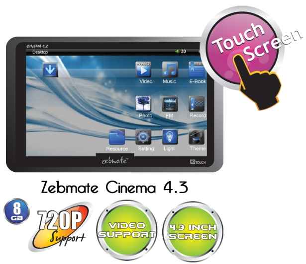 Zebronics launches the Zebmate Cinema 4.3 Portable, a touchscreen PMP