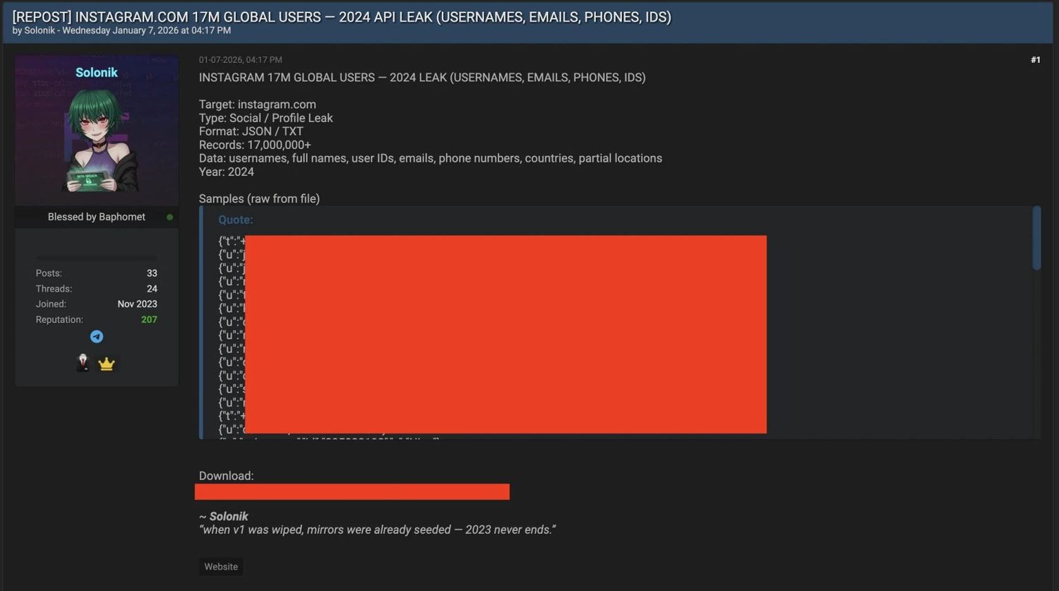 Massive Instagram data breach: Millions of numbers & emails leaked